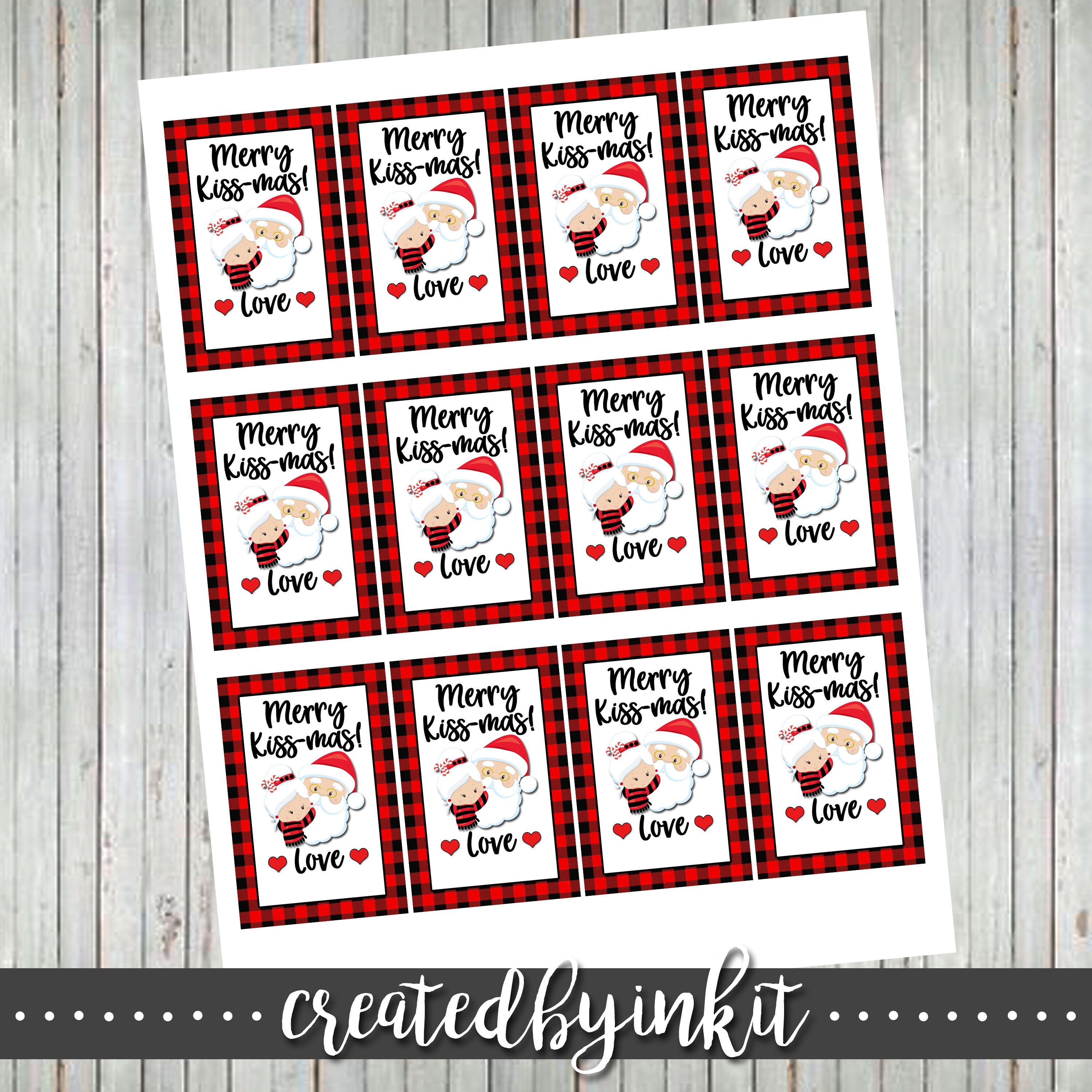 Printable CHRISTMAS Tag, Merry Kiss-mas, Christmas Goodybag, INSTANT ...