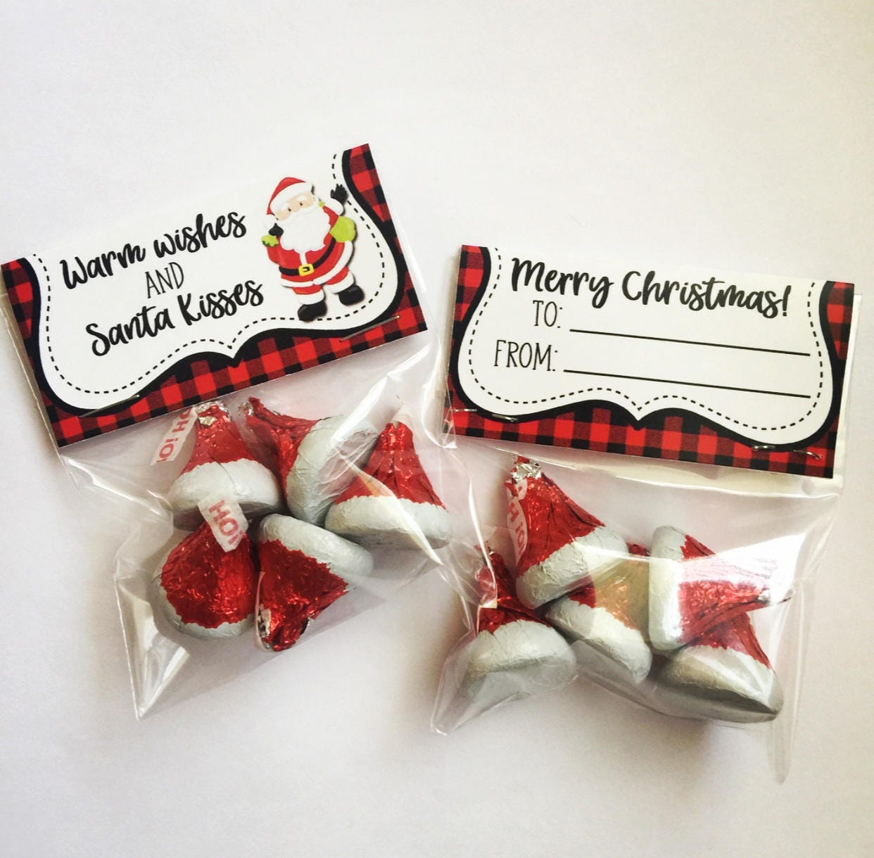 Printable CHRISTMAS Tag, Santa Kisses, Christmas Goodybag, INSTANT ...