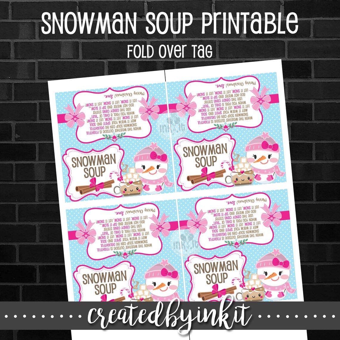 Printable Snowman Soup, Christmas Tag, Christmas Goodybag, INSTANT ...