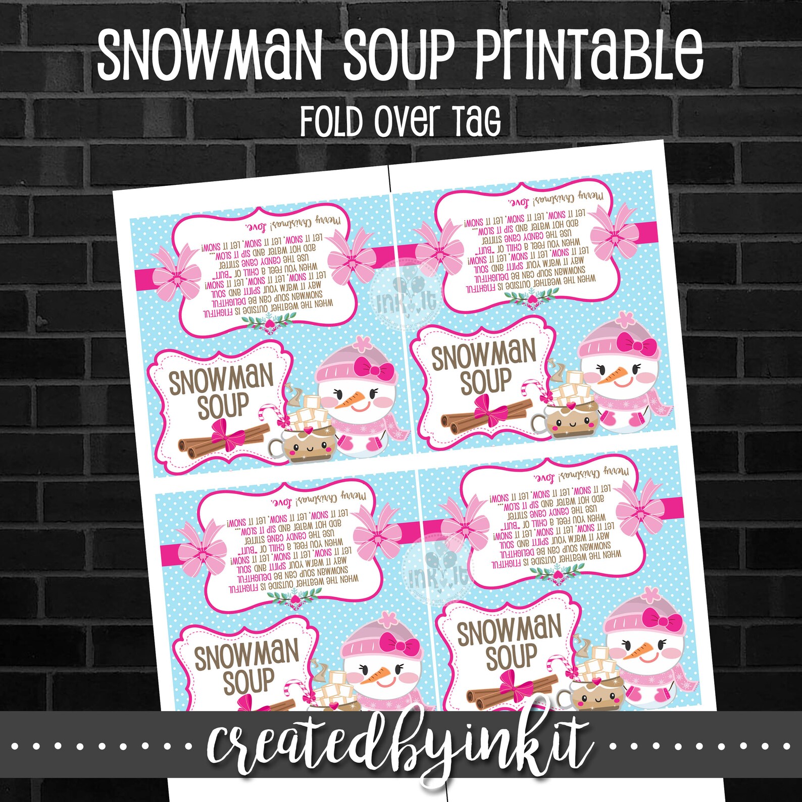 Printable Snowman Soup, Christmas Tag, Christmas Goodybag, INSTANT ...