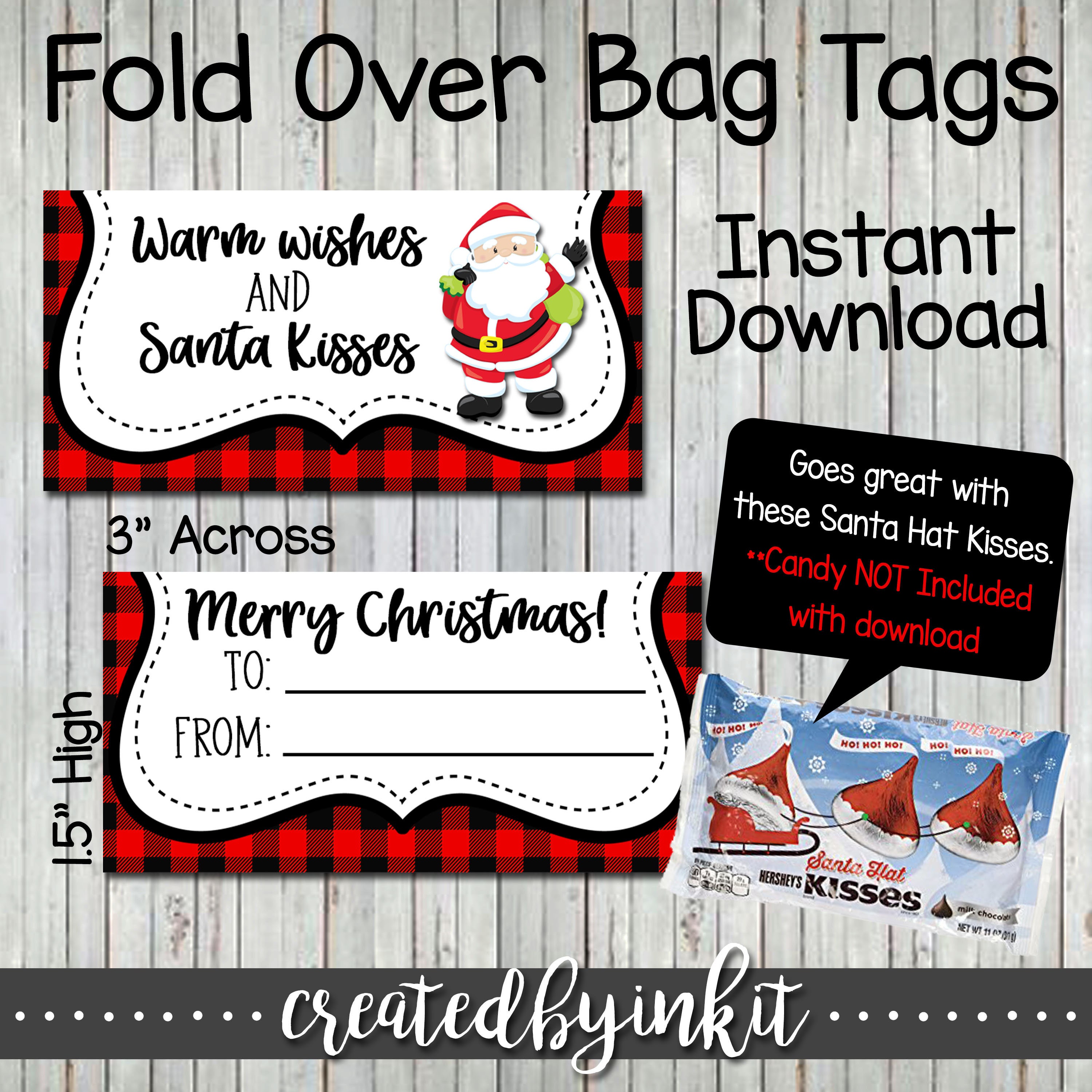 Printable CHRISTMAS Tag Santa Kisses Christmas Goodybag - Etsy