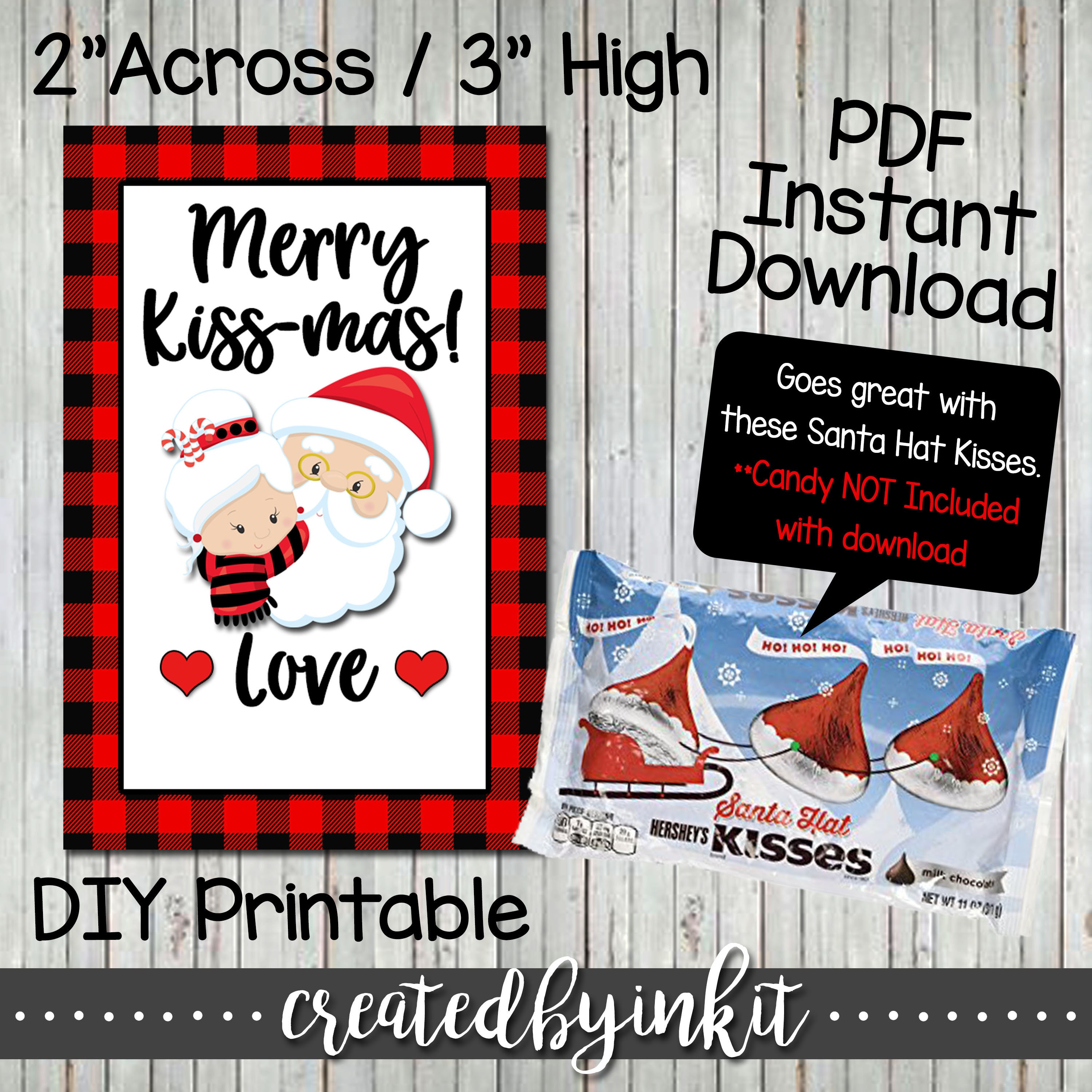 Printable CHRISTMAS Tag, Merry Kiss-mas, Christmas Goodybag, INSTANT ...
