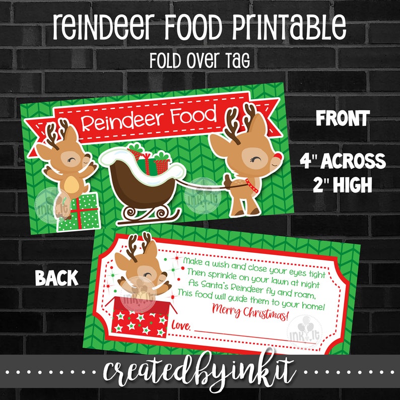 Printable Reindeer Food, Christmas Tag, Christmas Goodybag, INSTANT ...