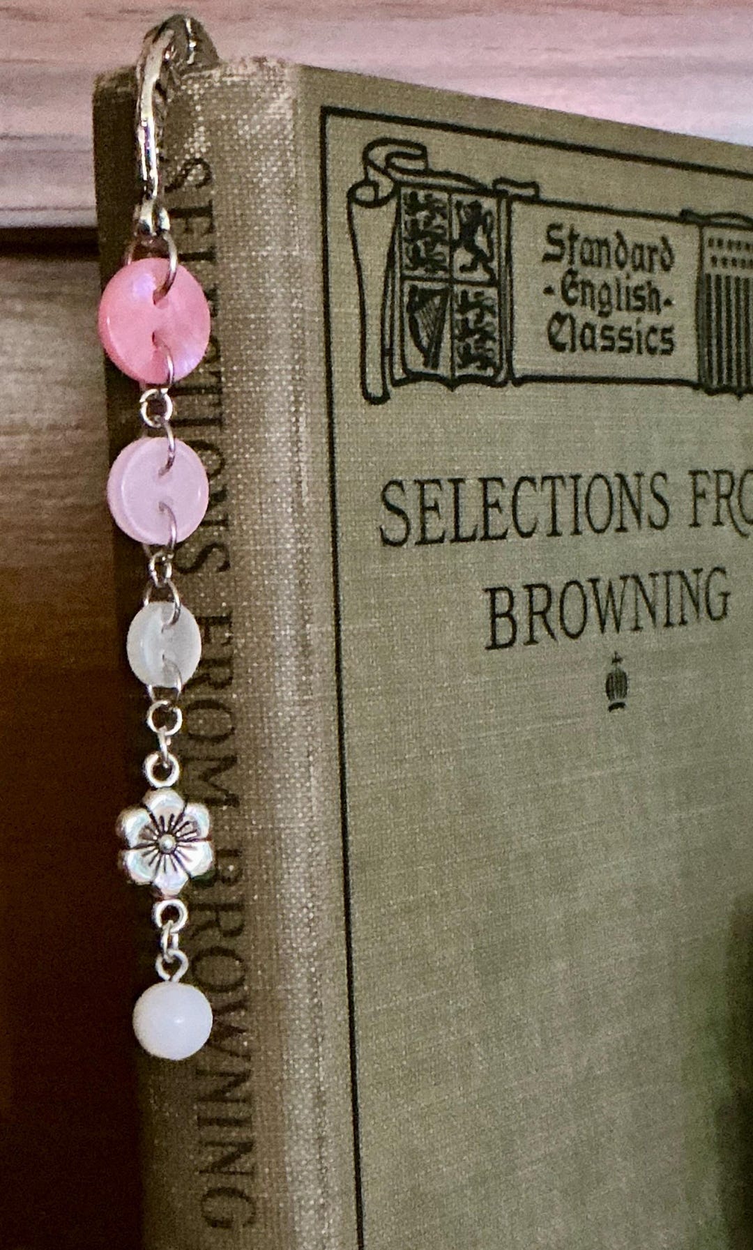Metal Bookmark Book Hook With Buttons and Beads - Shades of Pink ...