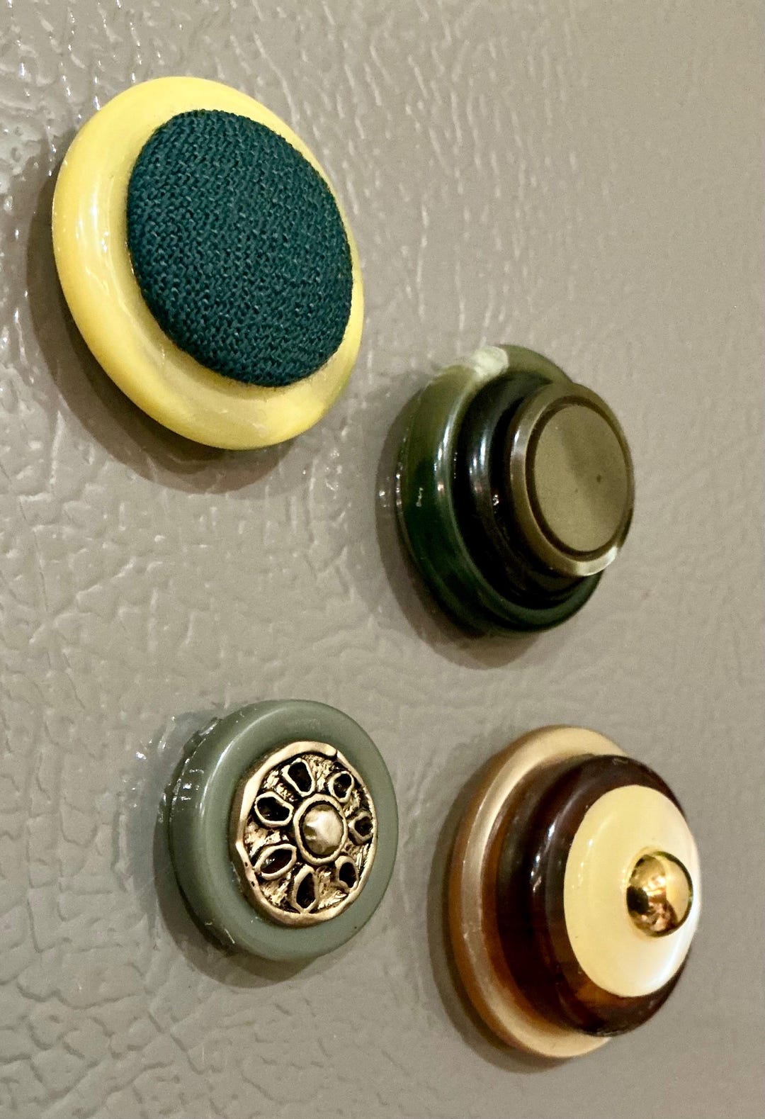Refrigerator or Whiteboard Button Magnets - Set of 4 Green, Yellow ...