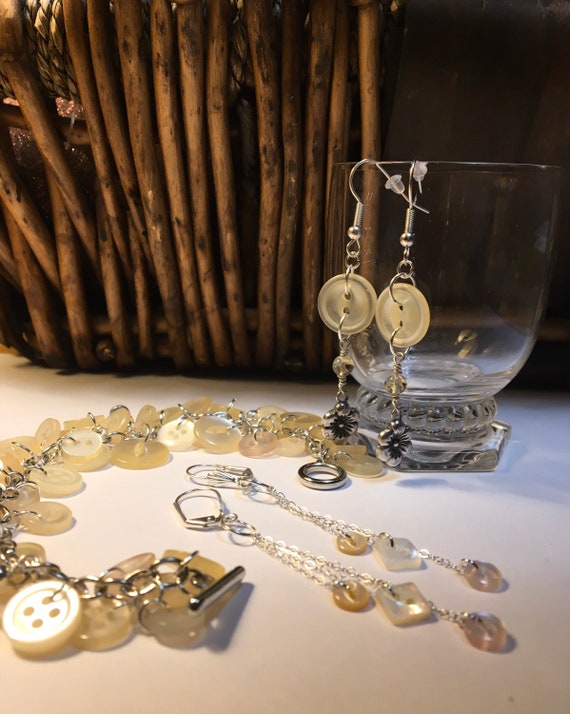 Repurposed Button Bracelet and 2 Pair Button Earrings in | Etsy