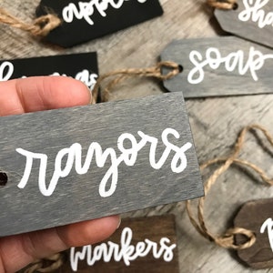 Organizational tags wooden tags pantry labels linen closet | Etsy