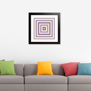 Purple & Cream Trippy Squares Print Square Op Art Poster Square ...