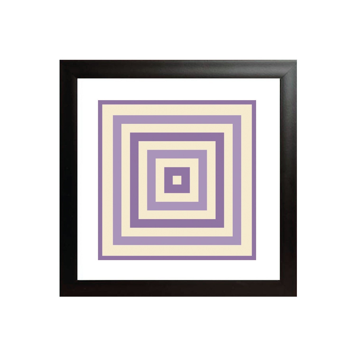 Purple & Cream Trippy Squares Print Square Op Art Poster Square ...