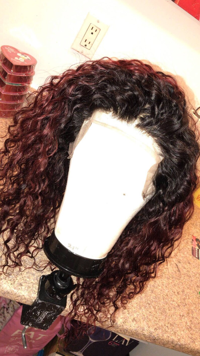 Ruby Red Brazilian Human Hair Curly Lace Front Wig Etsy