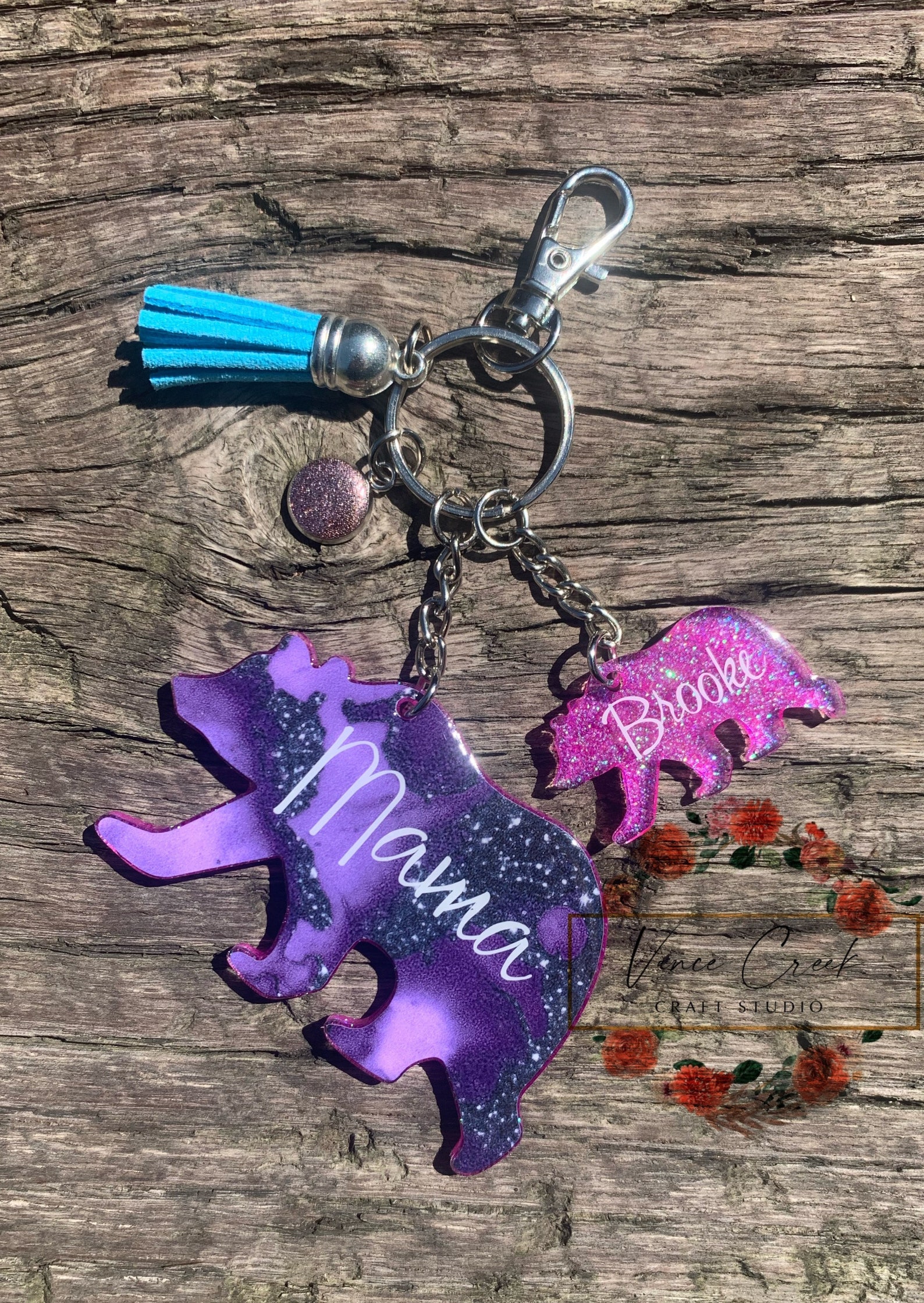 Mama Bear Keychain With Cubs - Etsy