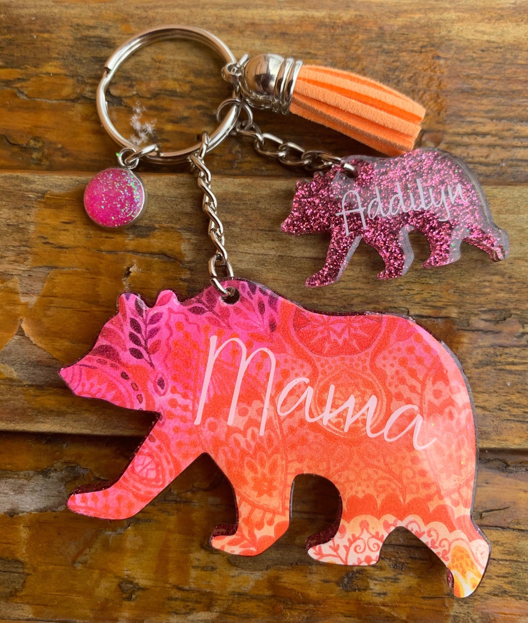 Mama Bear Keychain With Cubs - Etsy