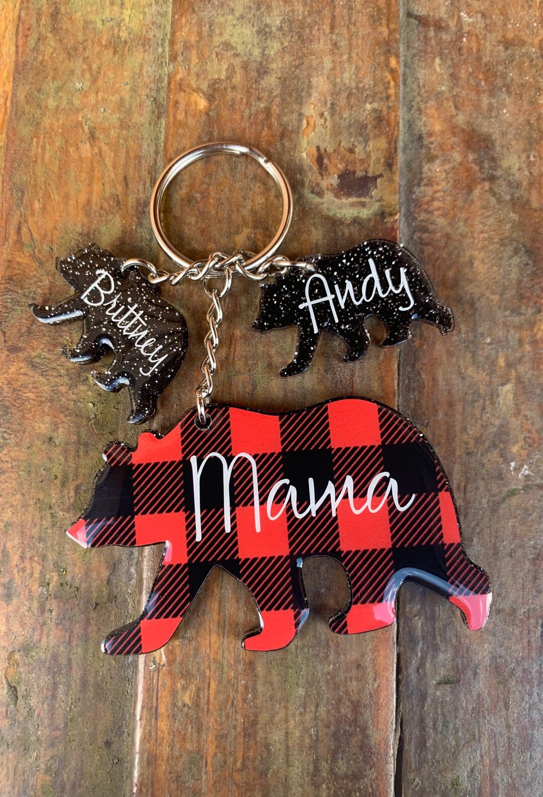 Mama Bear Keychain With Cubs - Etsy