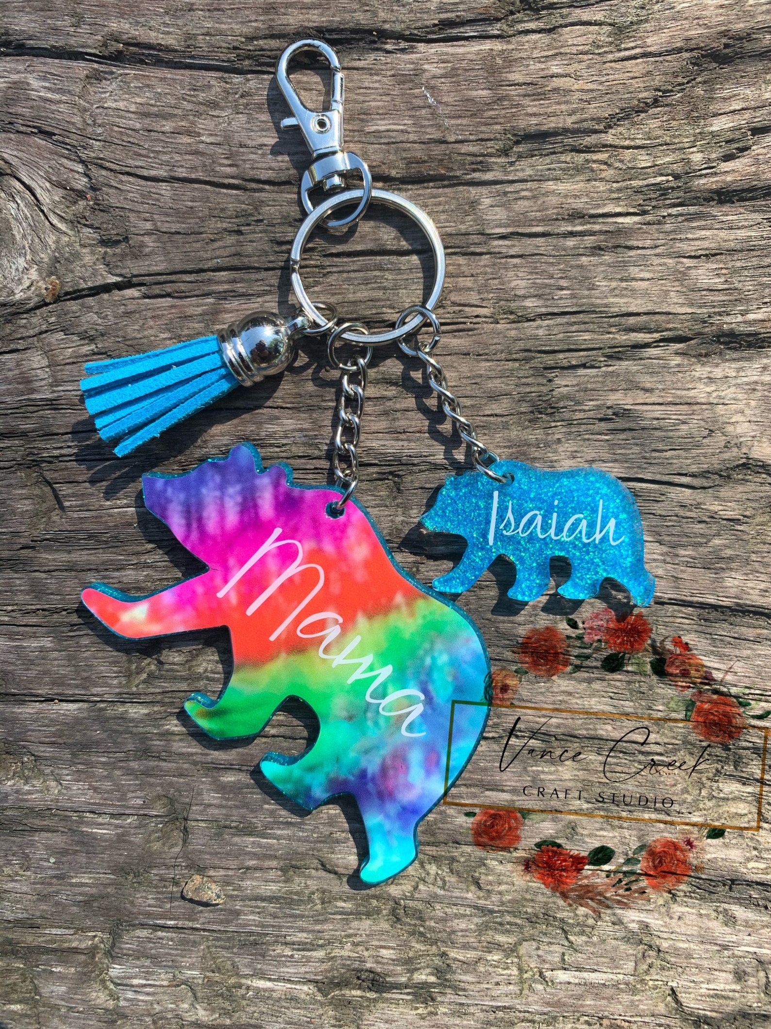Mama Bear Keychain With Cubs - Etsy