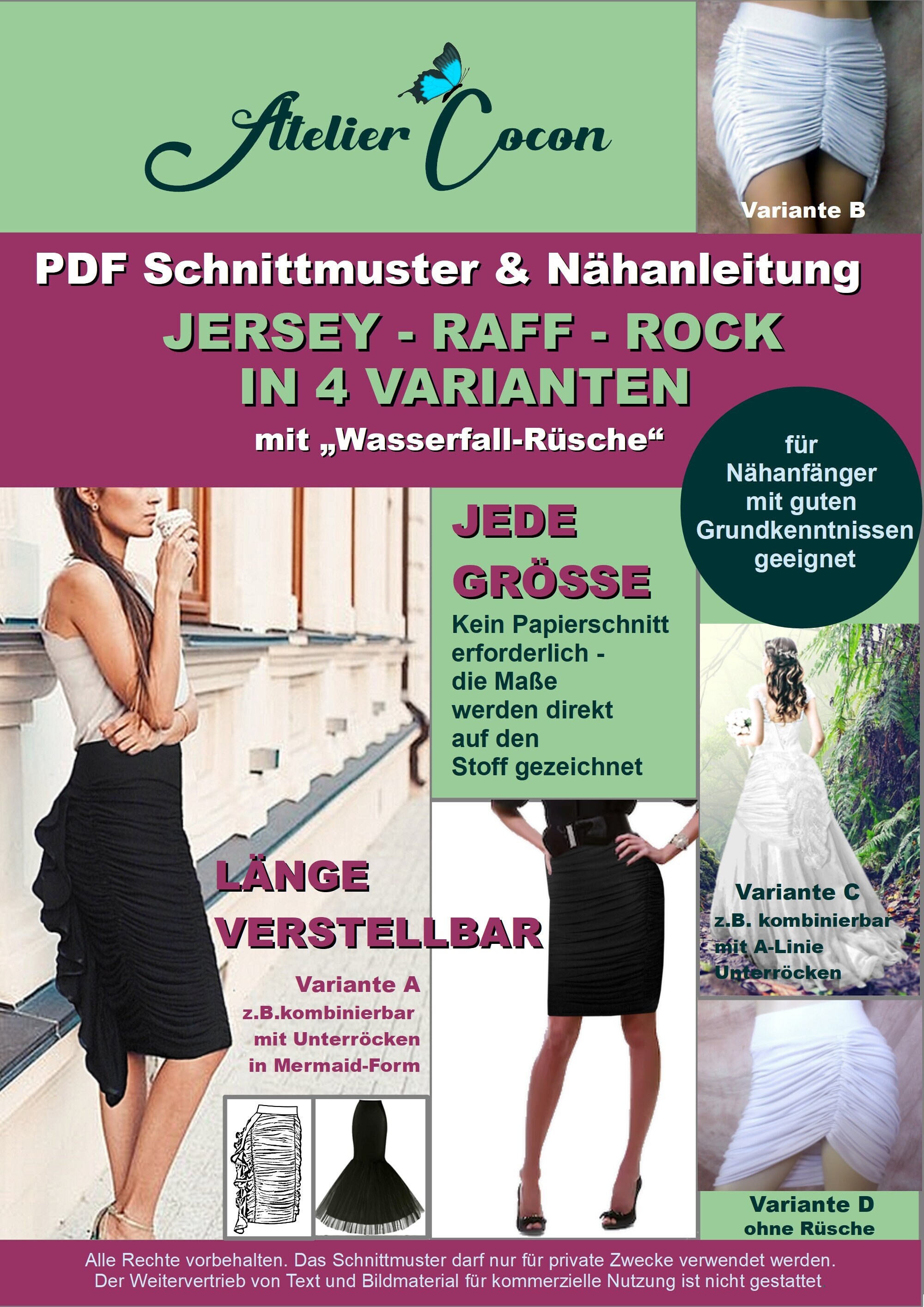 PDF Sewing Pattern Sewing Instructions E-book Jersey Skirt Ruffle Skirt ...