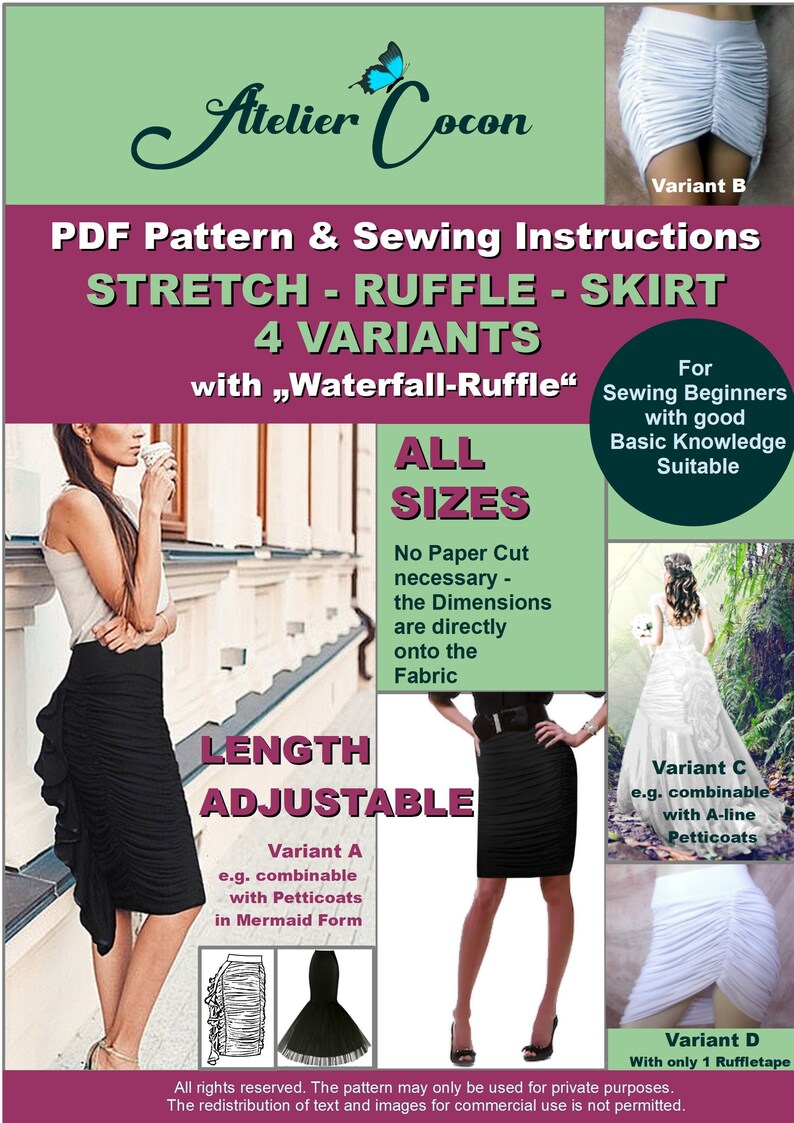 PDF Pattern Photo Tutorial Sewing Instruction 4 Variant Ruffle Skirt Cul De Paris WGT Historical ...