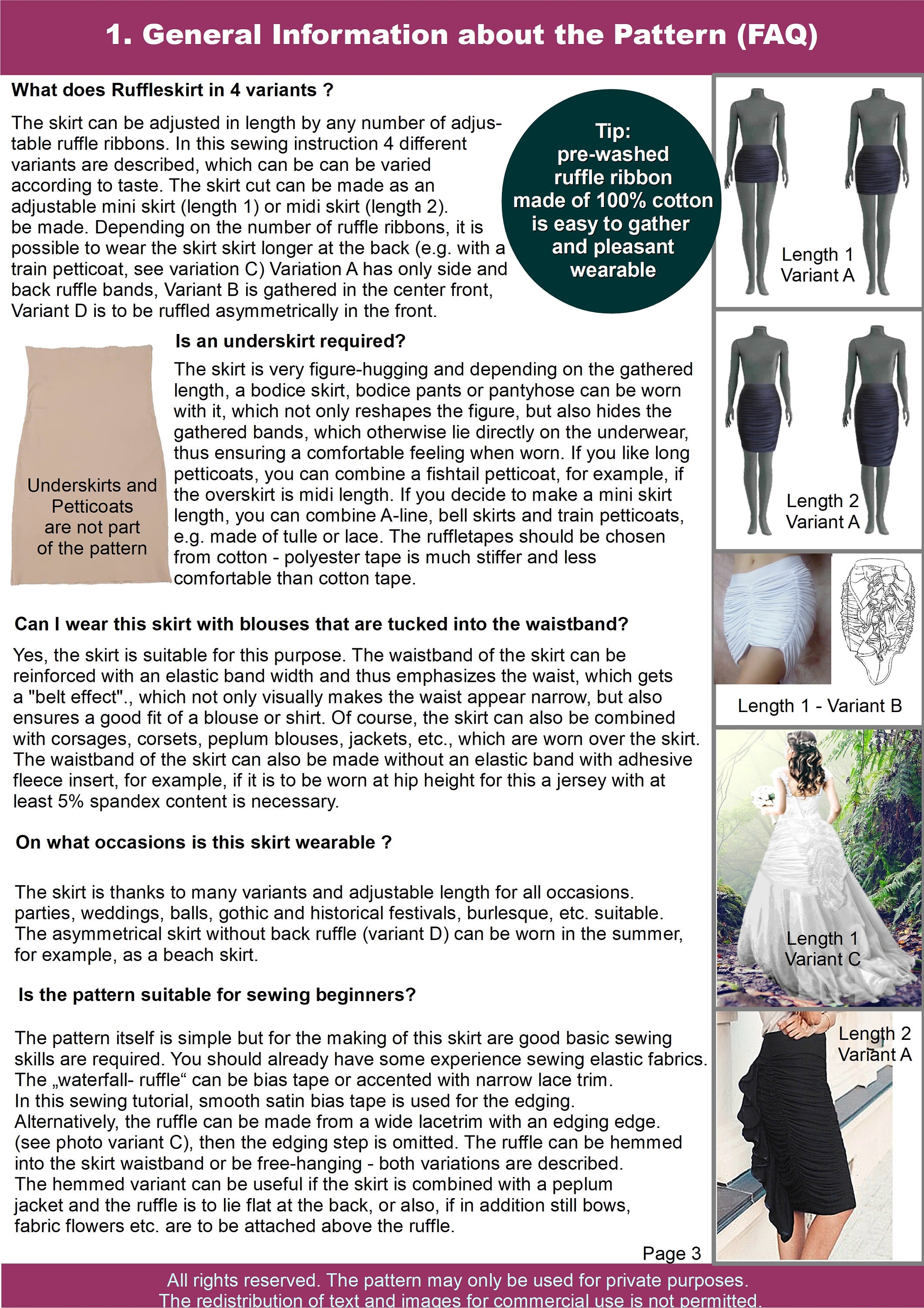 PDF Pattern Photo Tutorial Sewing Instruction 4 X Ruffle Skirt Cul De ...