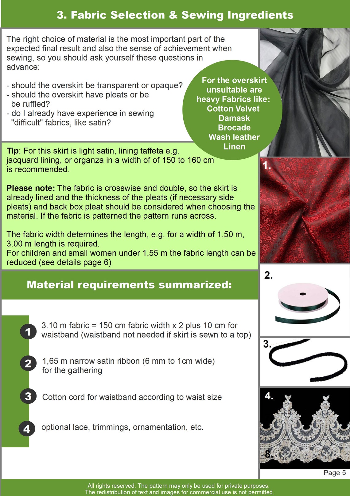 PDF Sewing Pattern Sewing Instructions Bustle Overskirt Skirt Cul De ...