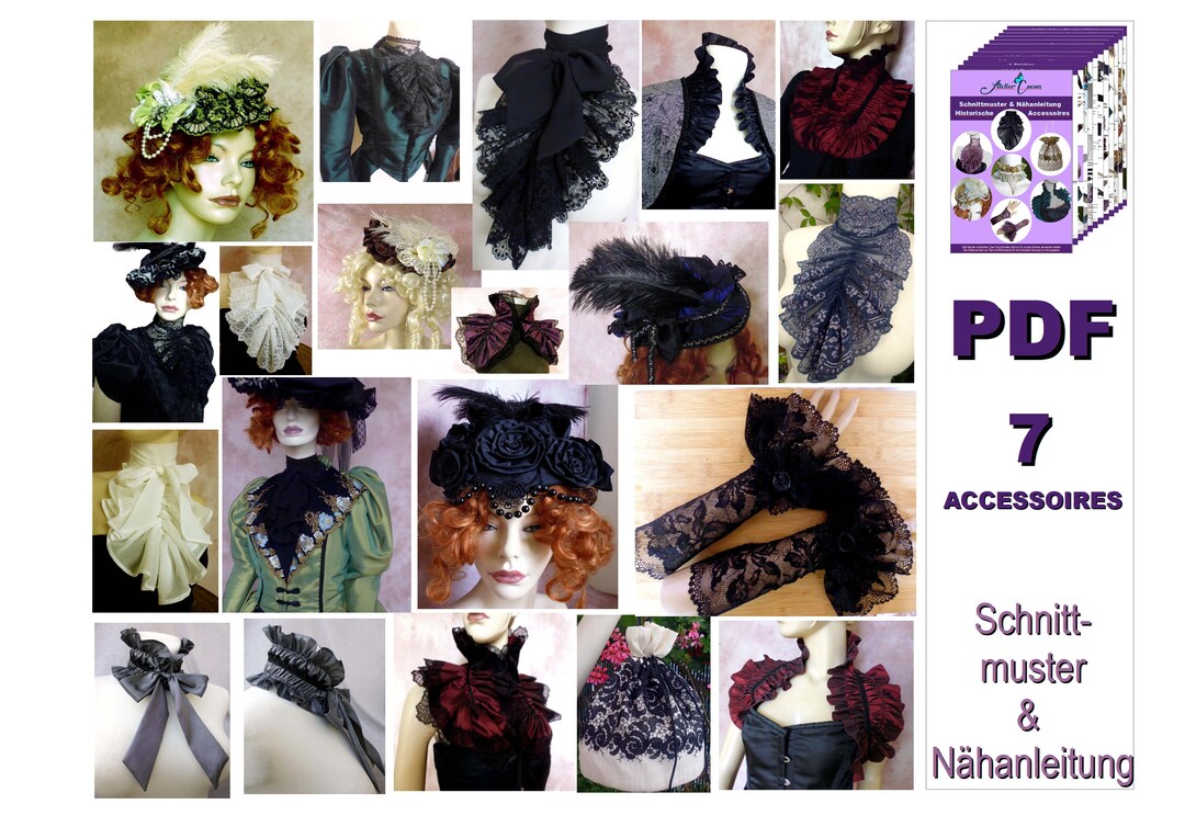 Digital Sewing Pattern PDF Historical Accessories Victorian Rococo ...