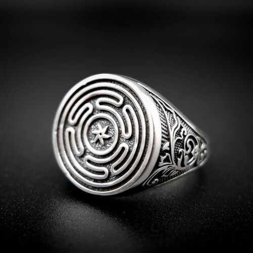 Hecate's Wheel Ring Hecate Ring Sterling Silver 925 Black. | Etsy