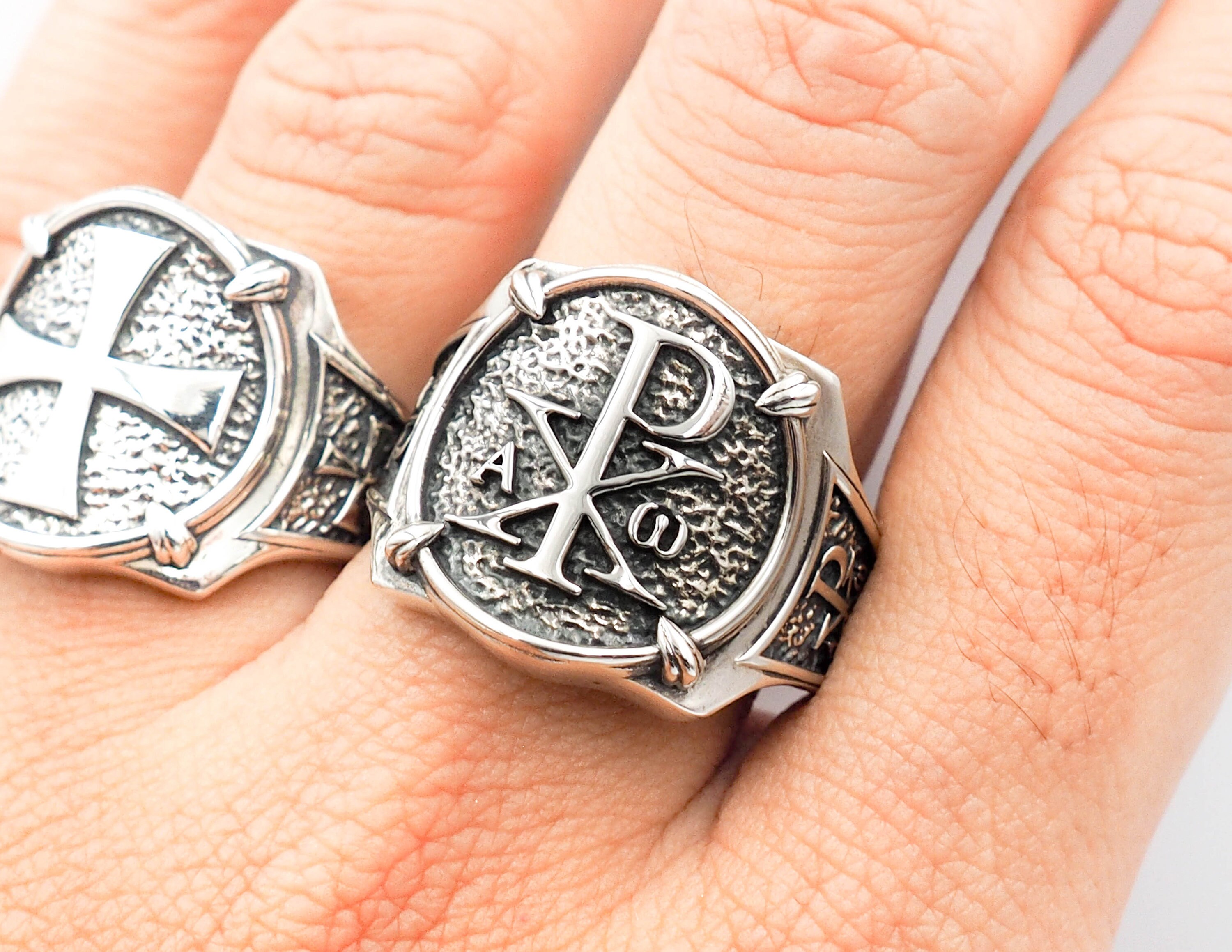 Chi Rho Ring Alpha and Omega Freemason Knights Templar - Etsy