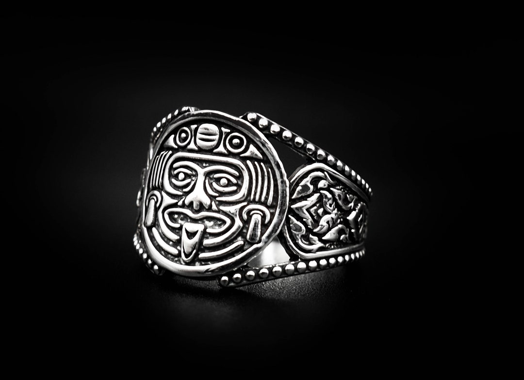 Aztec Ring, Aztec Sun God Ring, Mexican Ring, Mayan Calendar Ring, Boho ...