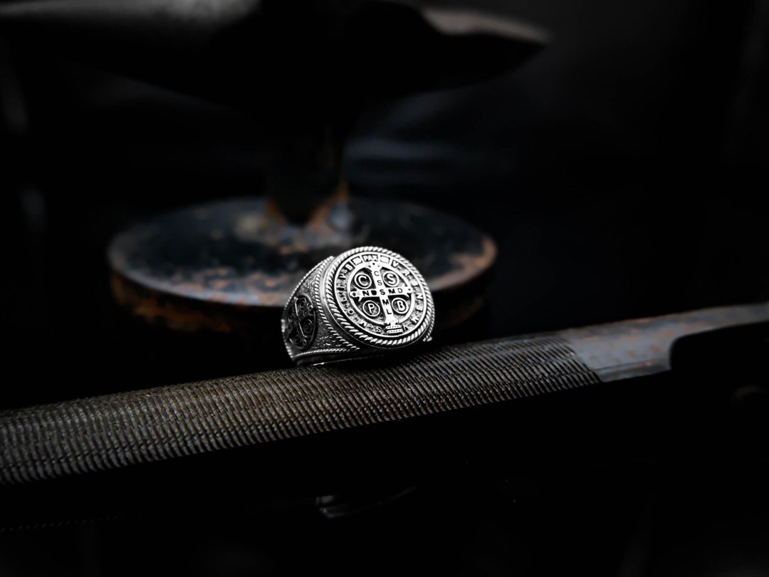 St Benedict Exorcism Ring Saint Benedic Cross Demon Protection Ghost ...