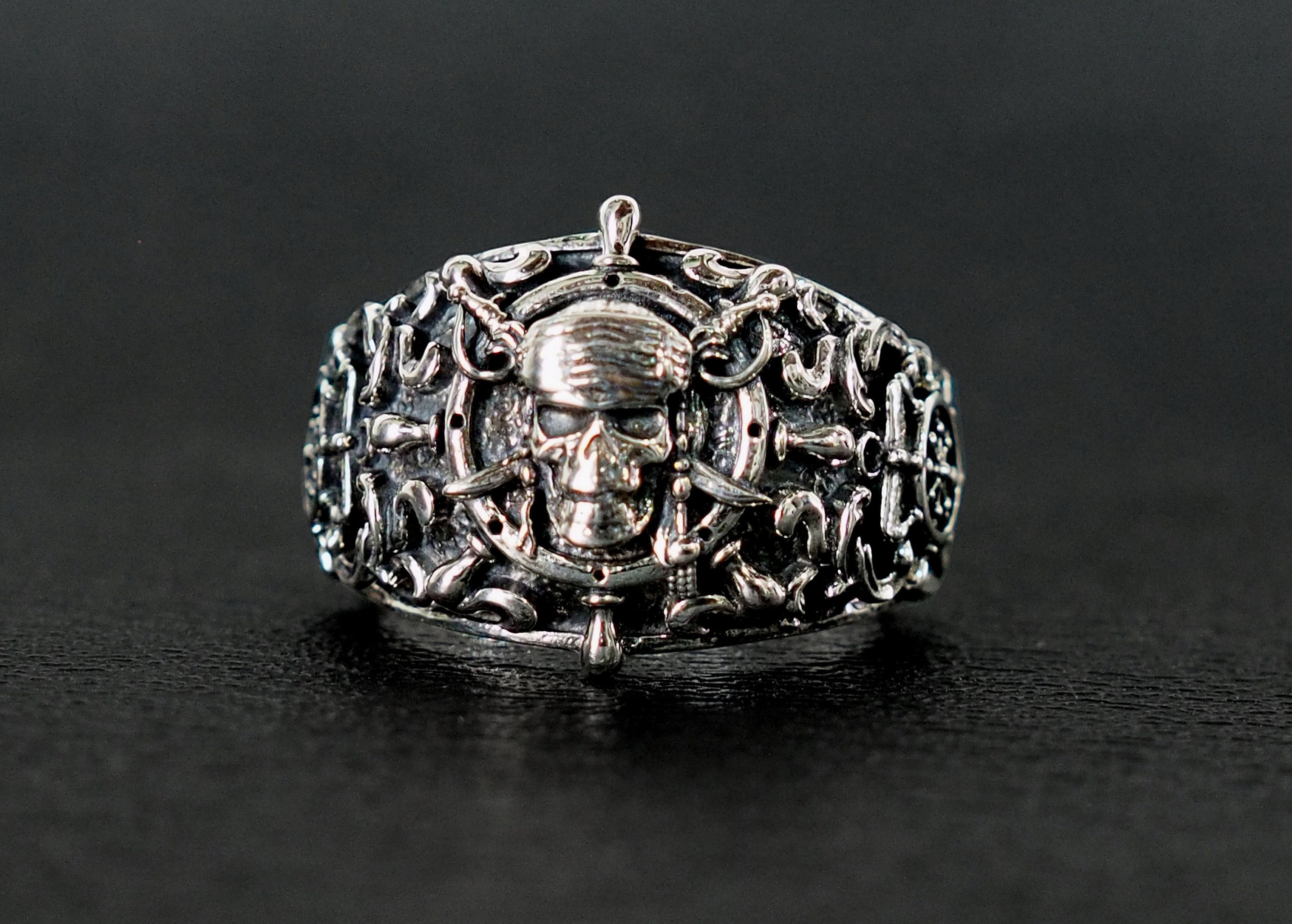 Pirate Ring Pirate Skull Ring Skull Ring Ship's Wheel | Etsy