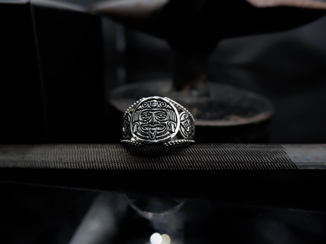 Aztec Ring, Aztec Sun God Ring, Mexican Ring, Mayan Calendar Ring, Boho ...
