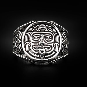 Aztec Ring, Aztec Sun God Ring, Mexican Ring, Mayan Calendar Ring, Boho ...