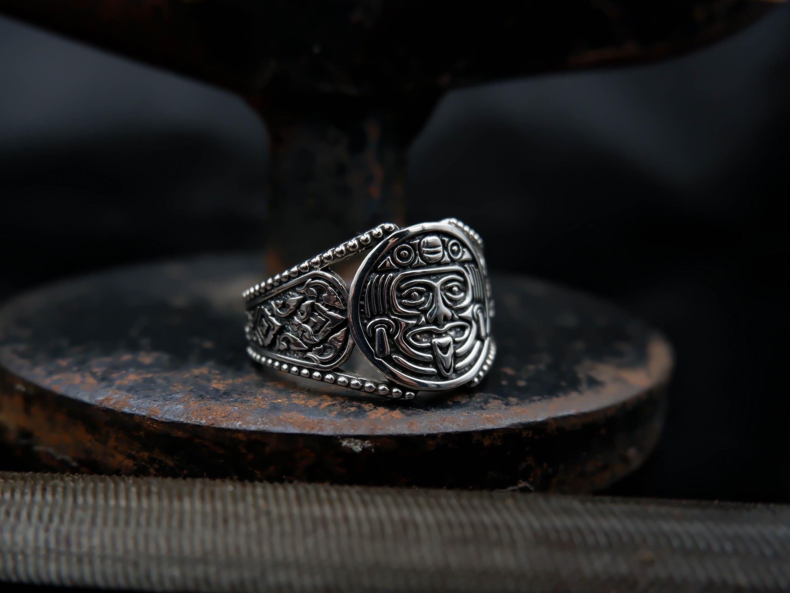 Aztec Ring, Aztec Sun God Ring, Mexican Ring, Mayan Calendar Ring, Boho ...