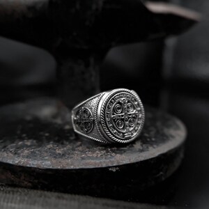 St Benedict Exorcism Ring Saint Benedic Cross Demon Protection Ghost ...