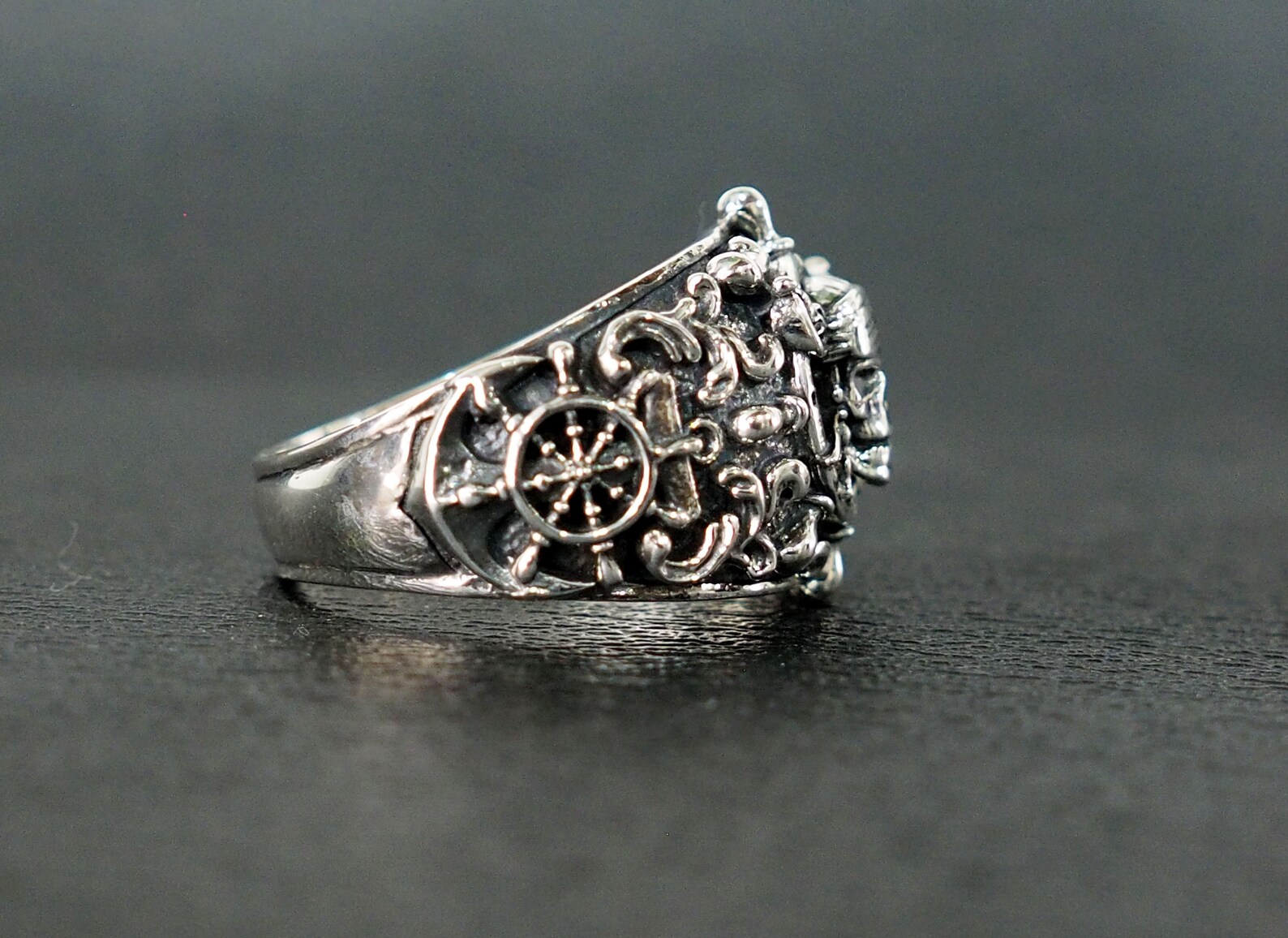 Pirate Ring Pirate Skull Ring Skull Ring Ship's Wheel - Etsy