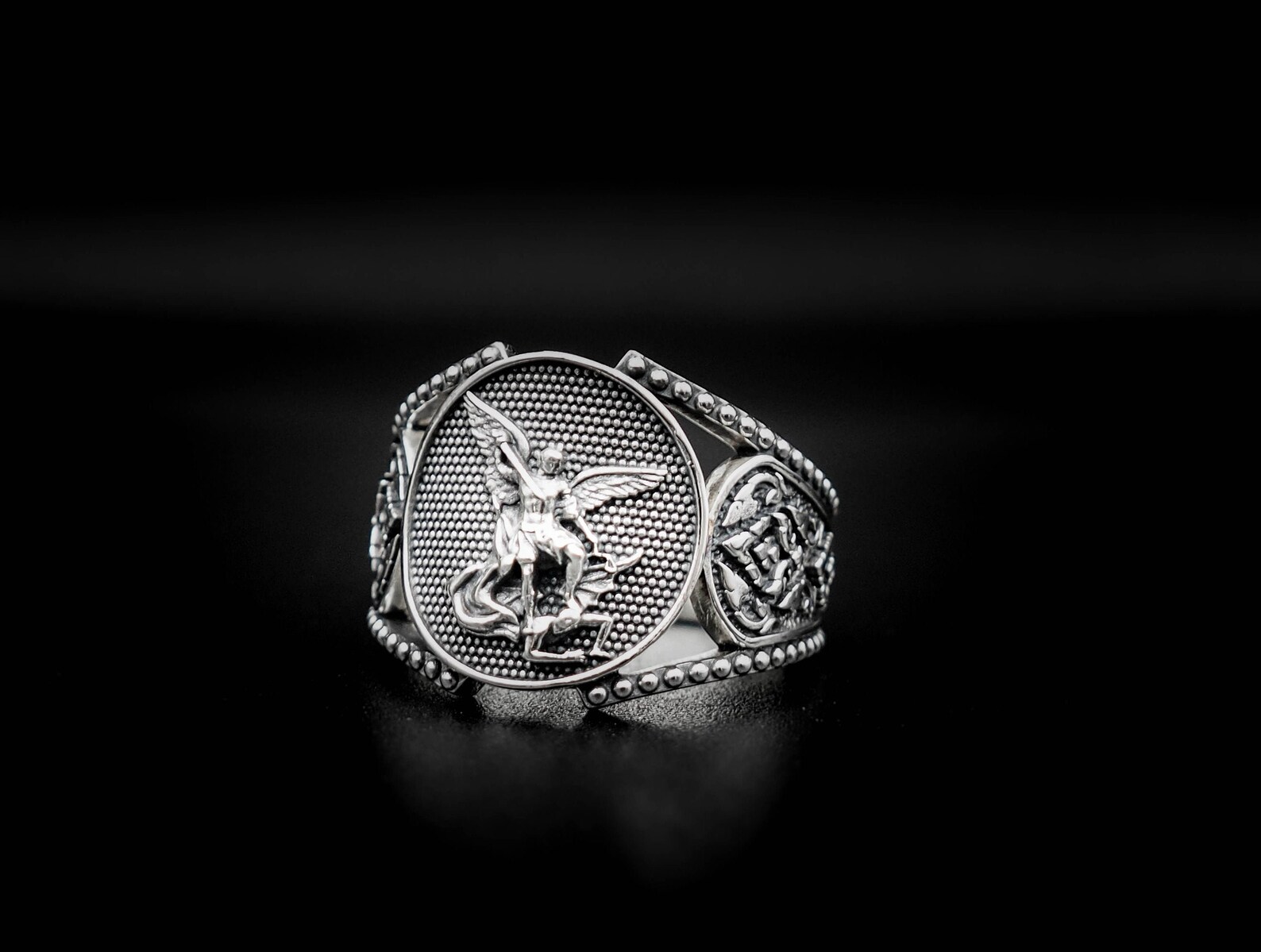 Saint Michael Ring St. Michael Ring Protect Michael Biker | Etsy