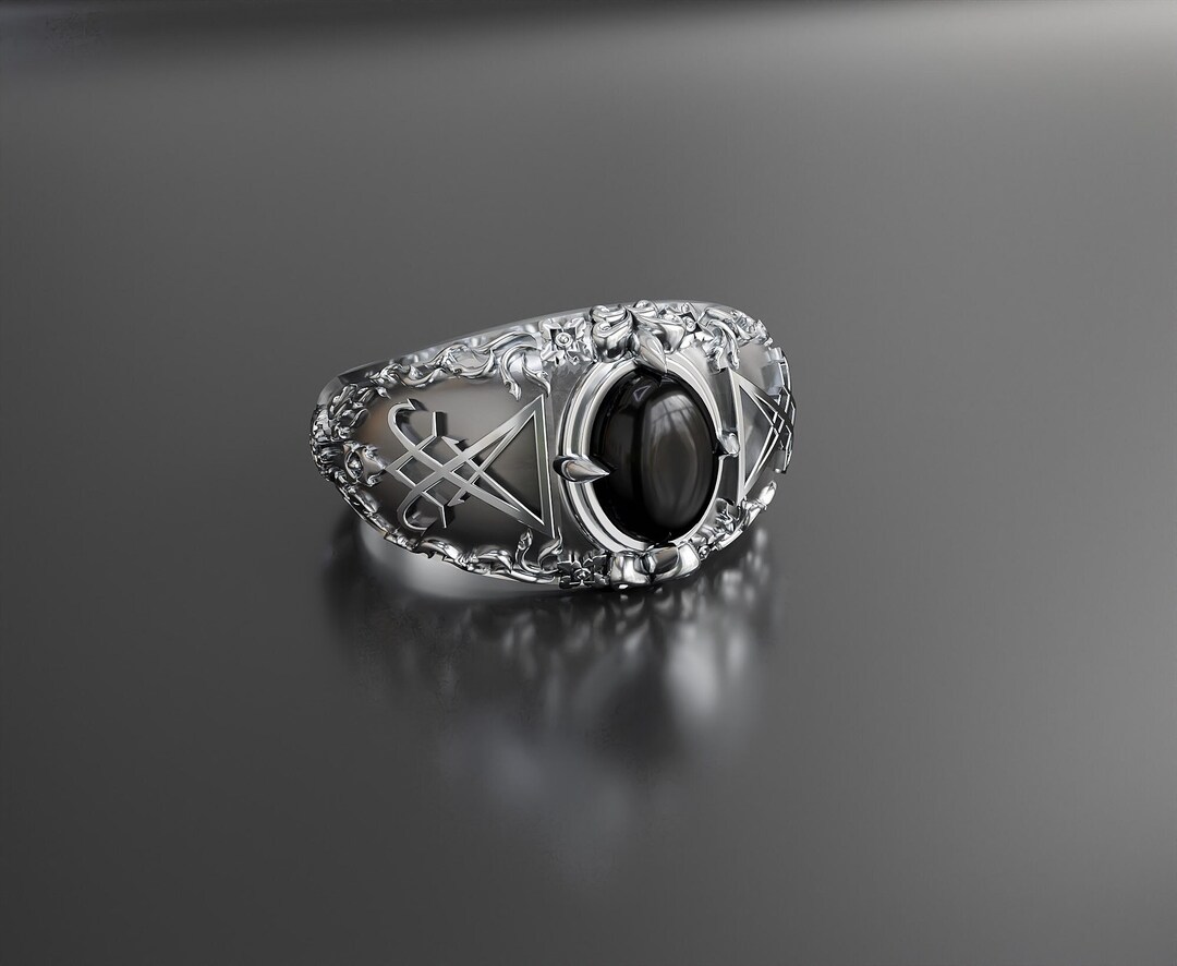 Sigil of Lucifer Ring, Seal of Satan Ring, Men' S Onyx Lucifer Ring ...