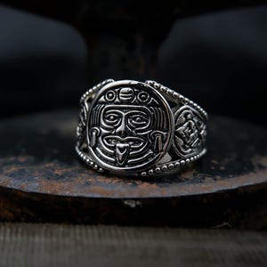 Aztec Ring, Aztec Sun God Ring, Mexican Ring, Mayan Calendar Ring, Boho ...