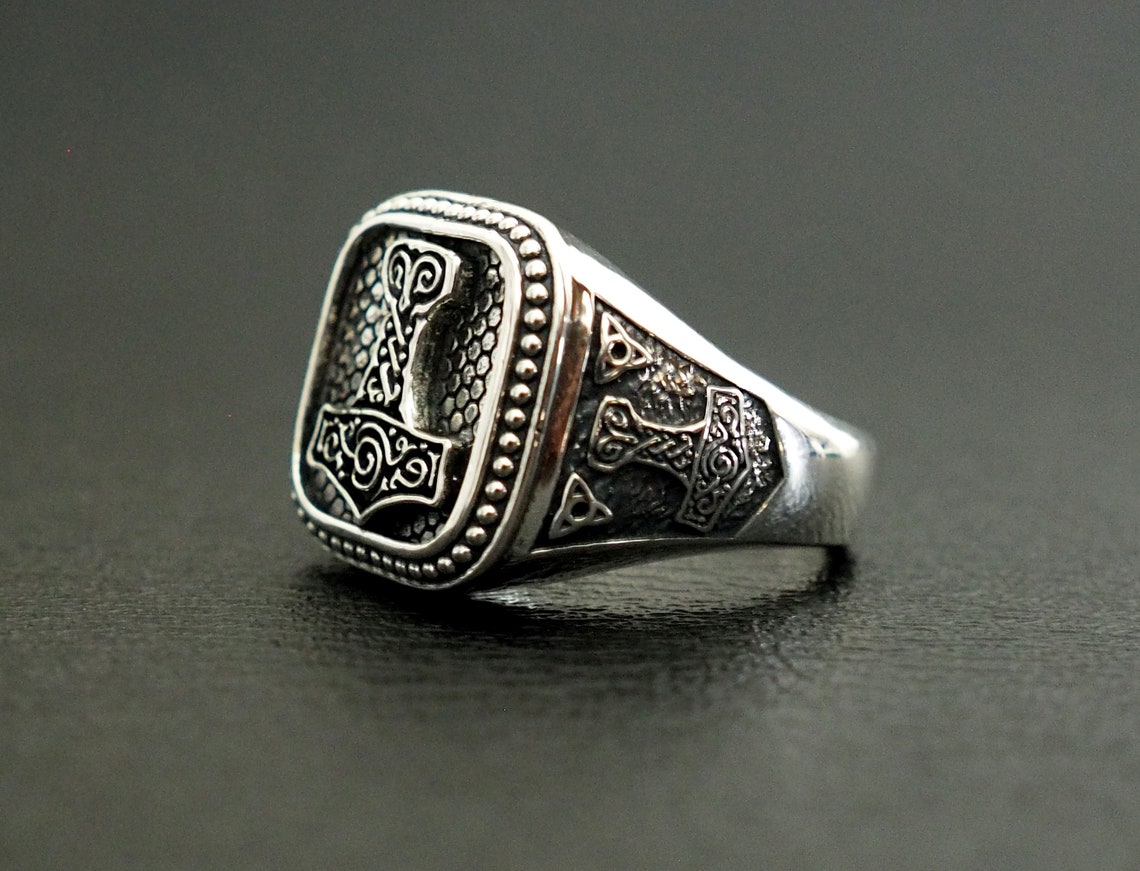 Thor's Hammer Ring Mjolnir Ring Viking Ring Scandinavian - Etsy