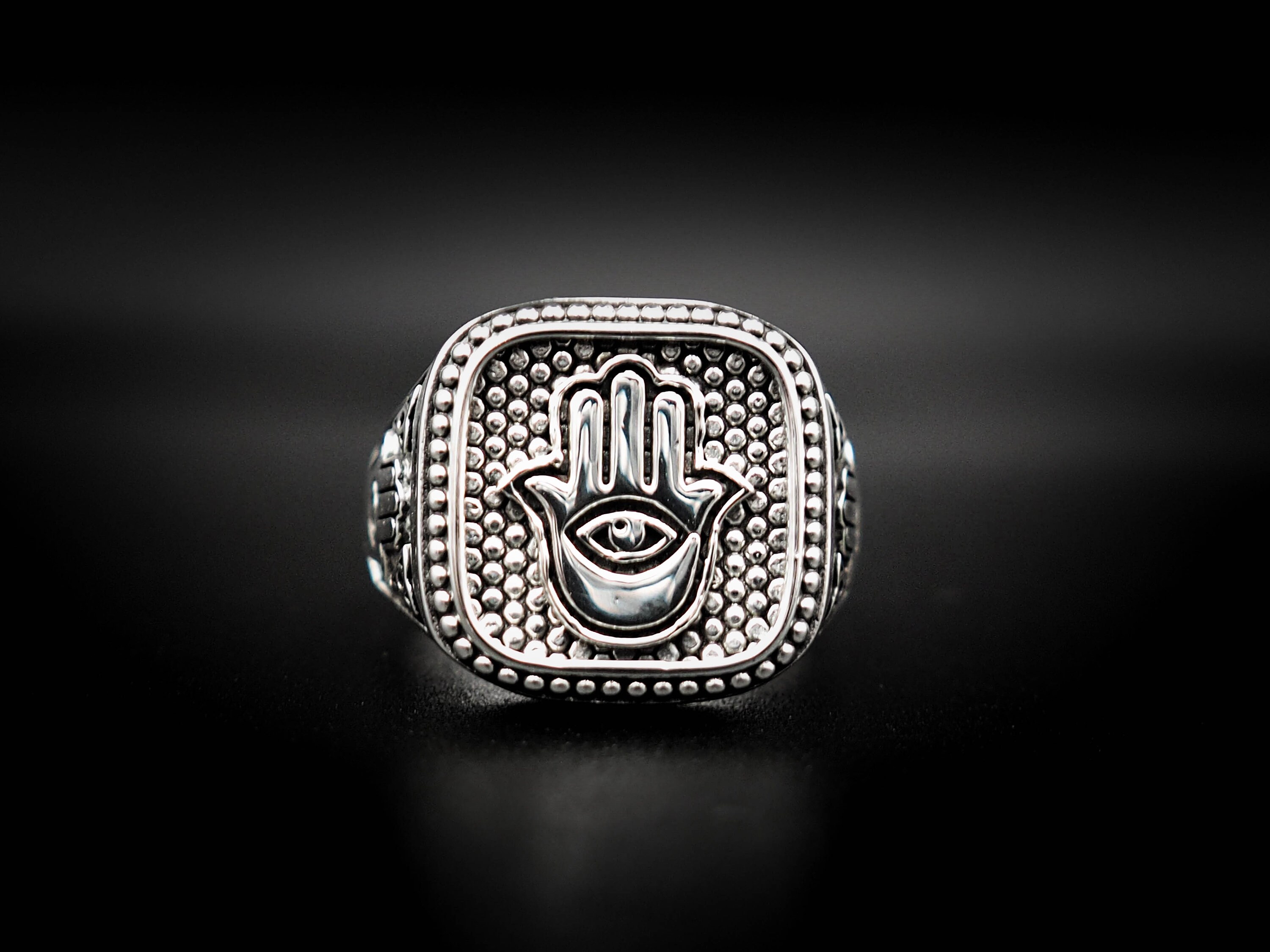 Hamsa Hand Ring Mens Hamsa Ring Hand of Fatima Protection - Etsy