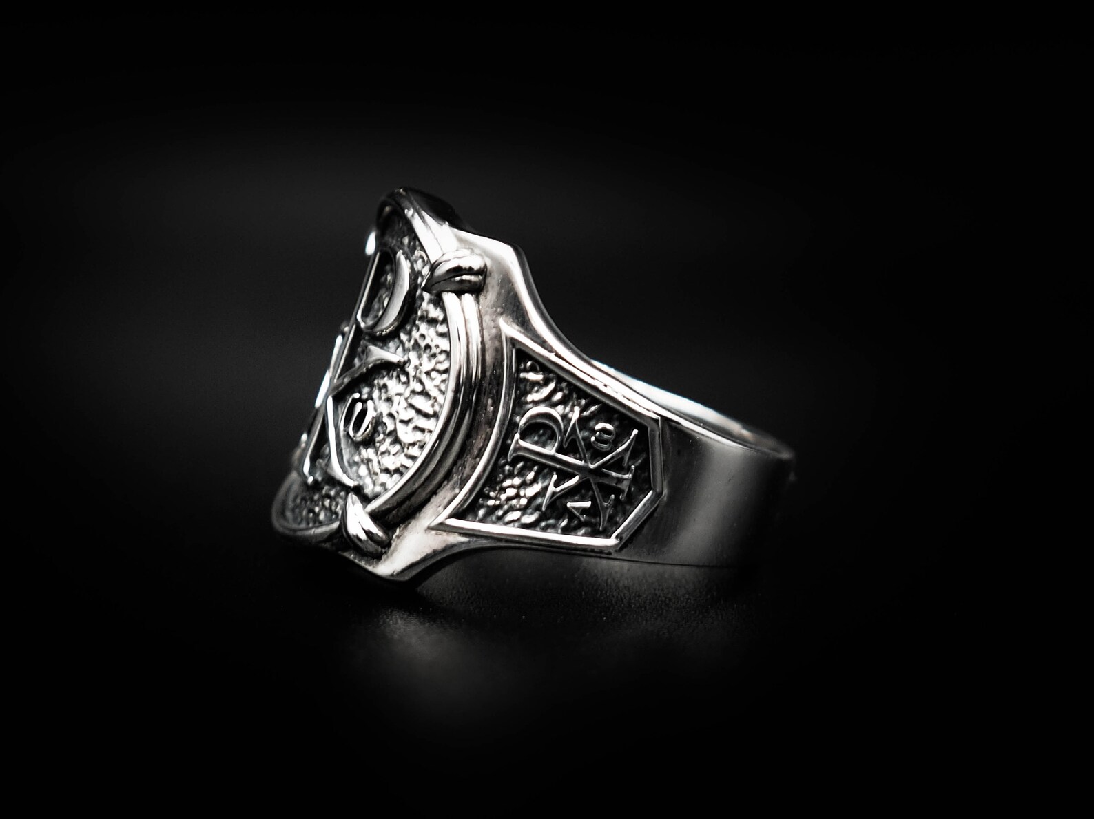 Chi Rho Ring Alpha and Omega Freemason Knights Templar Christian Ring ...