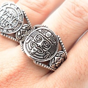 Aztec Ring, Aztec Sun God Ring, Mexican Ring, Mayan Calendar Ring, Boho ...