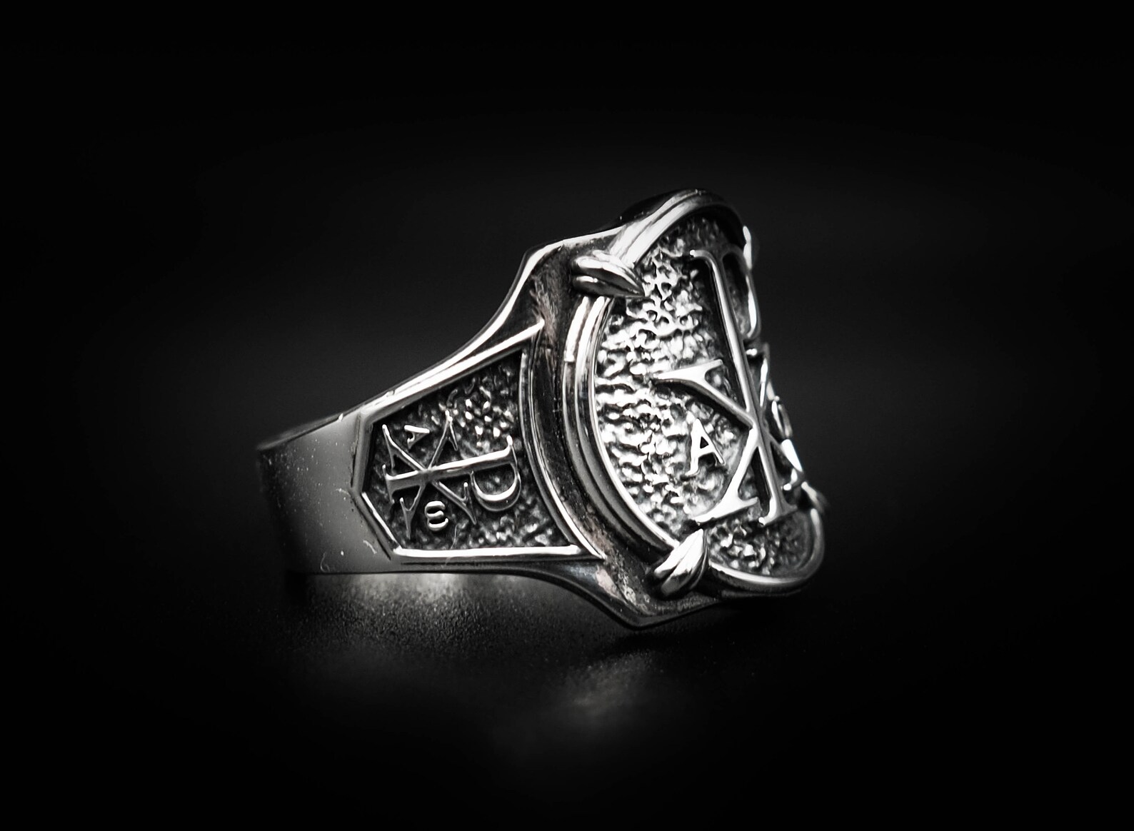 Chi Rho Ring Alpha and Omega Freemason Knights Templar Christian Ring ...