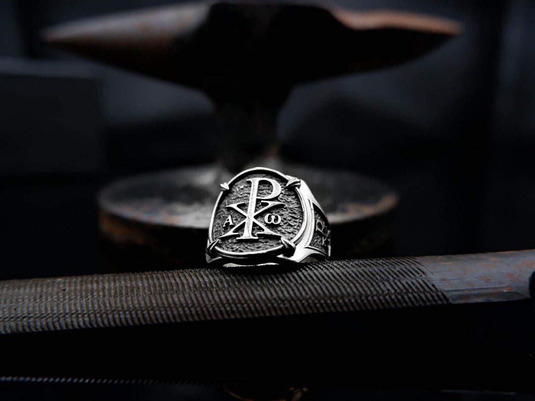 Chi Rho Ring Alpha and Omega - Freemason Knights Templar Christian Ring ...