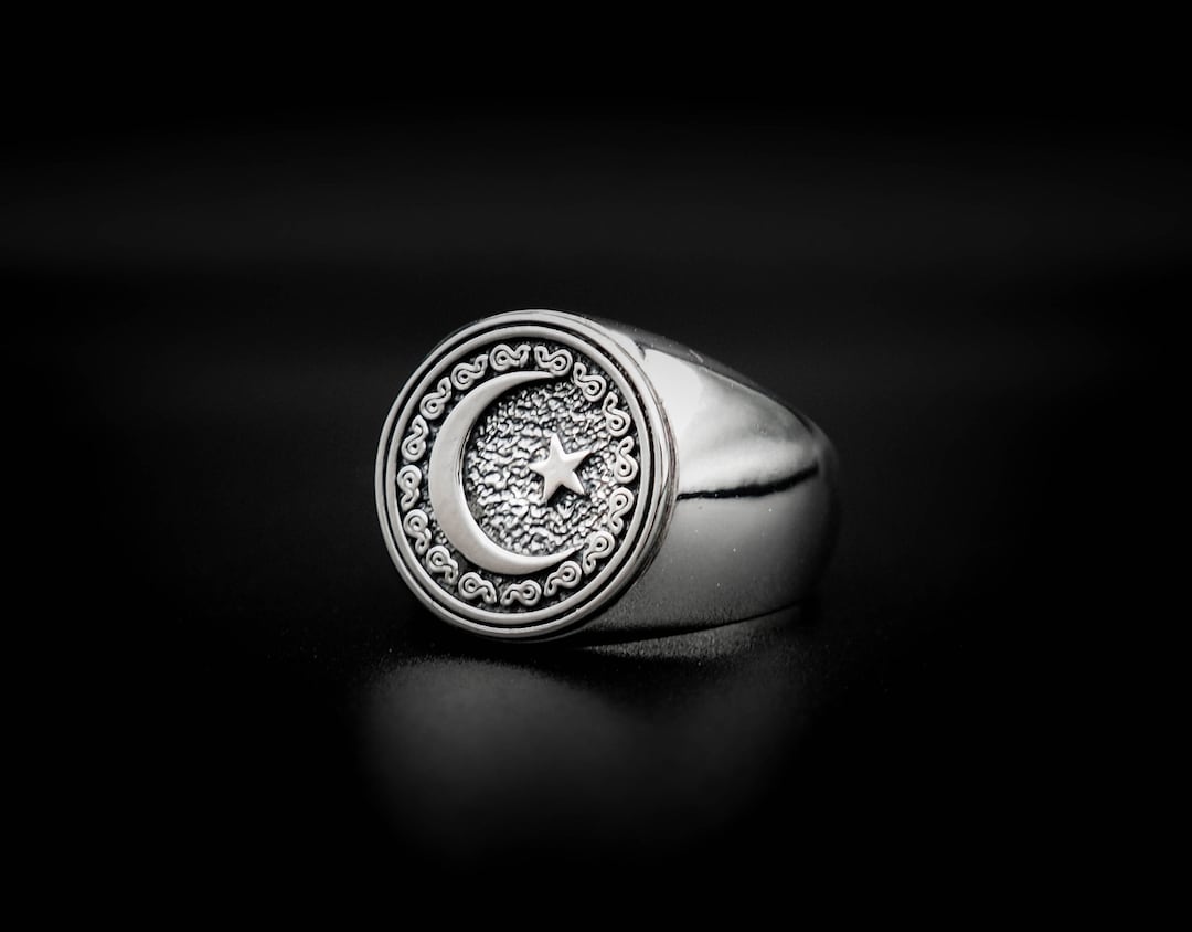 Islamic Ring, Muslim Ring, Moon and Star Ring, Islamic Crescent Ring ...