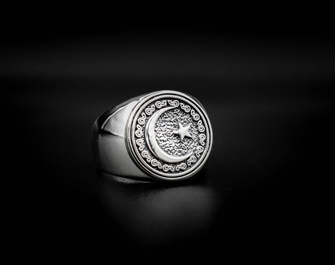 Islamic Ring Muslim Ring Moon and Star Ring Islamic - Etsy