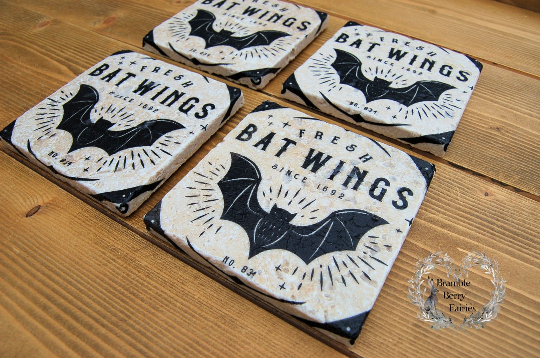 Fresh Bat Wings Potion Autumn Decor Halloween Harvest Festival Coasters ...