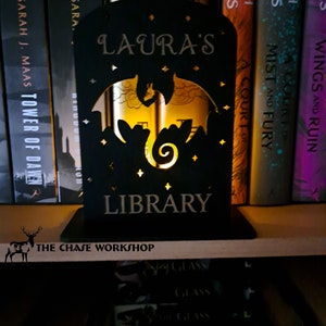 Fantasy Book Shelf Corner Decoration Dragon Flame Crescent Moon ...