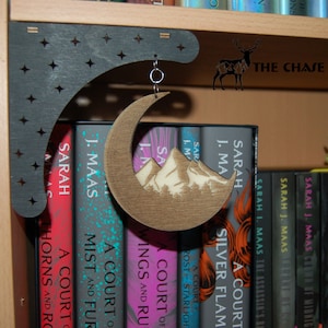 Fantasy Book Shelf Corner Decoration Dragon Flame Crescent Moon ...