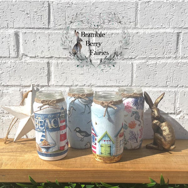 Nautical Blue Glass Vase - Etsy UK