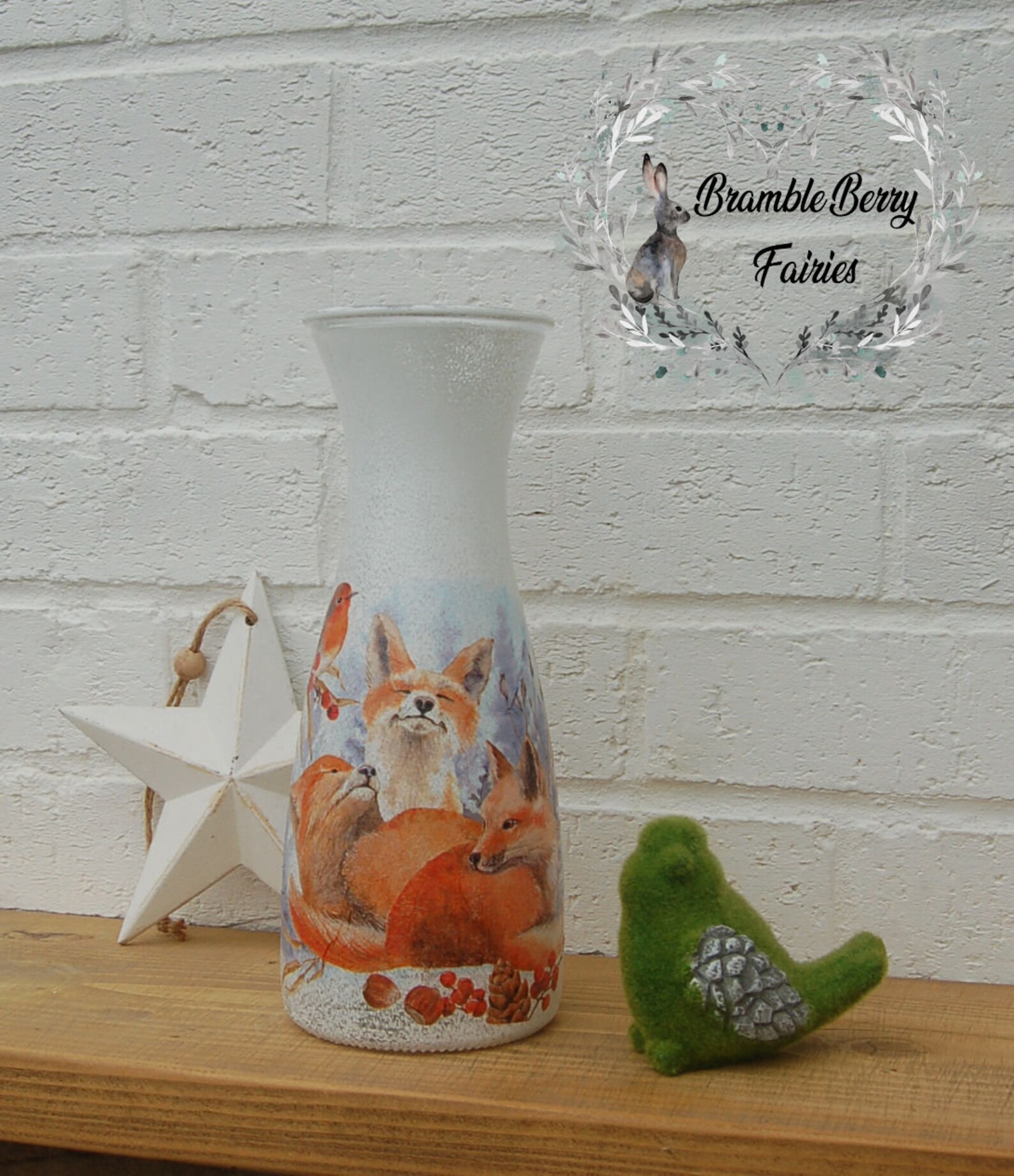 Decoupaged Fox Foxes Light up Glass Mason Jar Handmade - Etsy UK