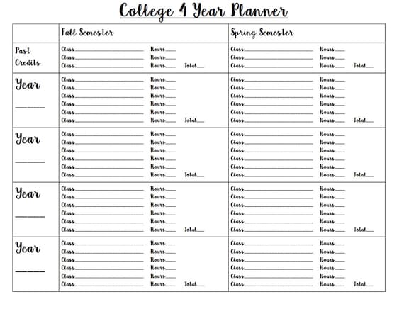College Semester Plan Template